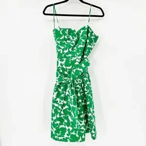 Milly | Dresses | Milly Of New York Green White Ikat Cotton Tie Waist ...